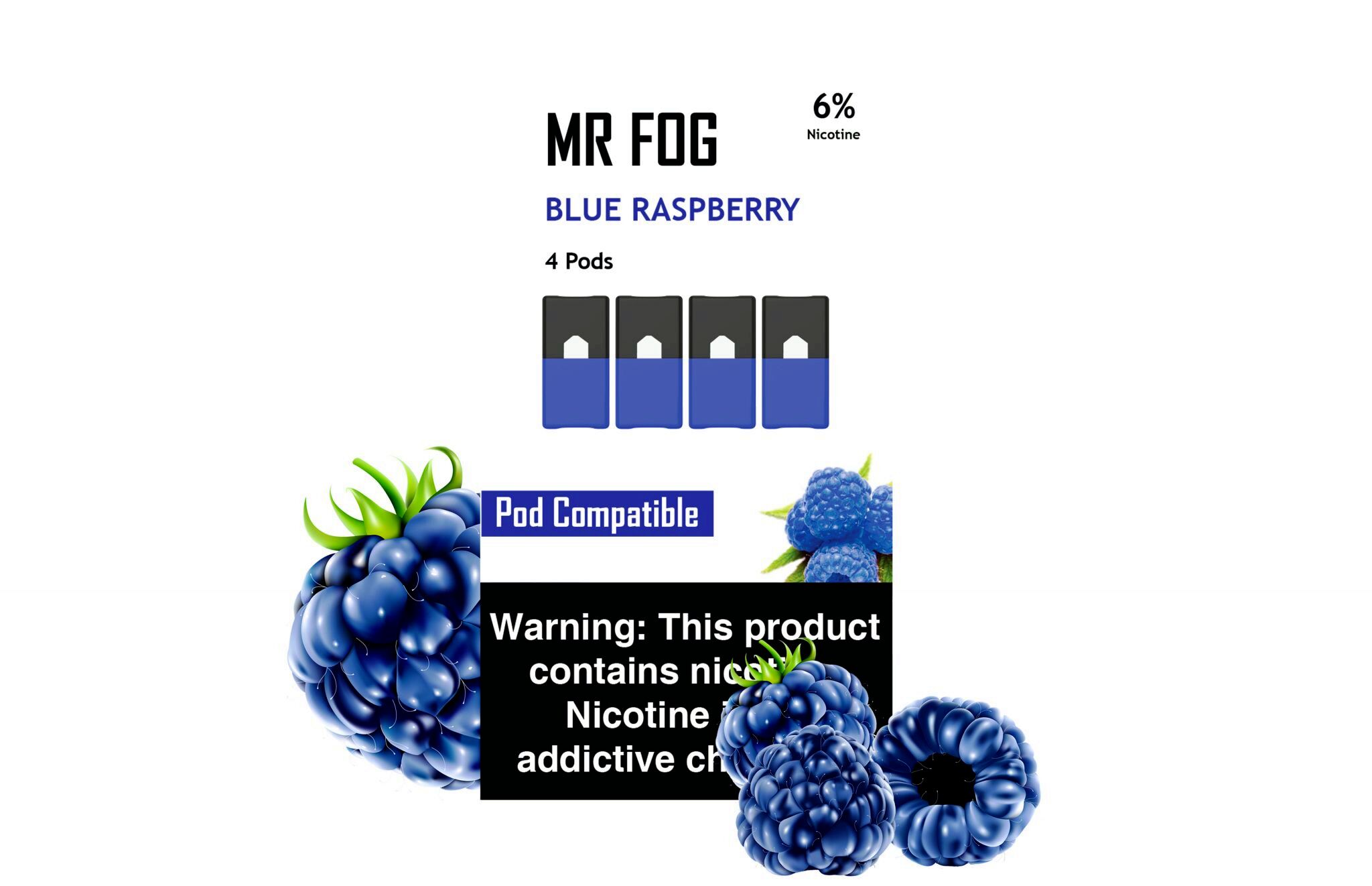 MR FOG PODS PACK OF 4 BLUE RASPBERRY - Mr Fog - Enjoy To The Last Puff